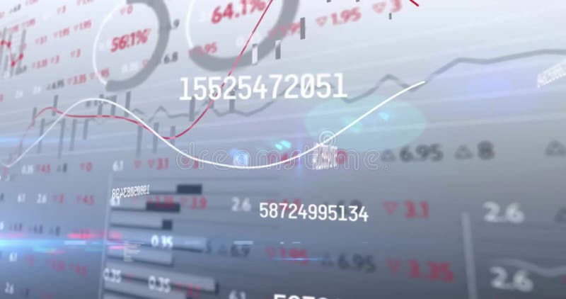 Animation of Data Processing and Statistics Over Grey Background Stock ...
