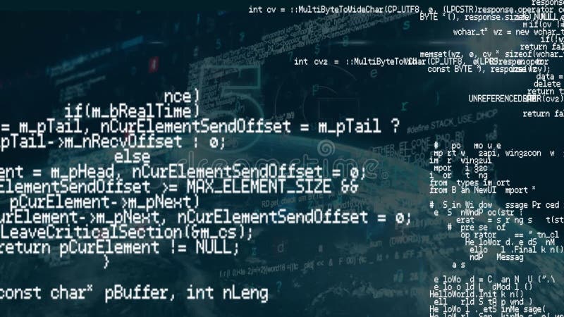 Animation of Data Processing and 5th Generation Text with Globe on Blue ...