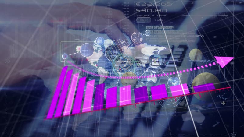 Animation of Data Processing with World Map Over Hands Typing on Keyboard Stock Video - Video of ...