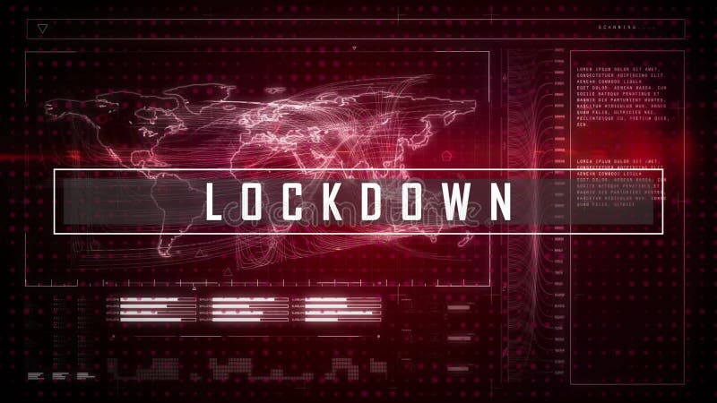 Animation of Data Processing and World Map Over Lockdown Text Stock Footage - Video of computing ...
