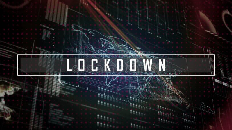 Animation of Data Processing and World Map Over Lockdown Text Stock Footage - Video of world ...