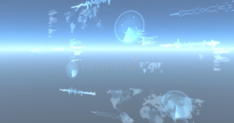 Animation of Data Processing, World Maps and Statistics Recording Over ...