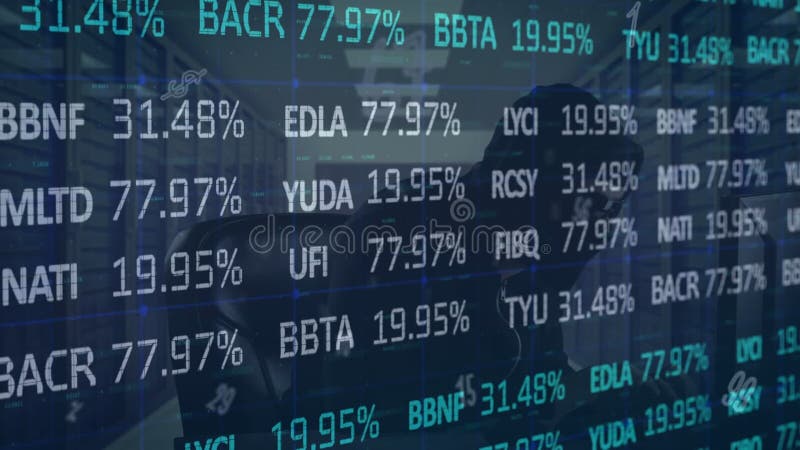 Animation of Data and Statistics Processing Over Computer Hacker Stock Footage - Video of world ...