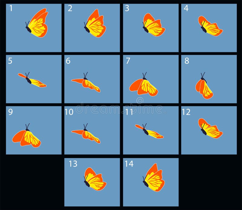 Animation De Papillon Flaing Illustration de Vecteur - Illustration du ...