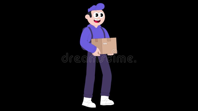 Animation of a Delivery Boy Walking with a Delivery Box. Stock Footage ...