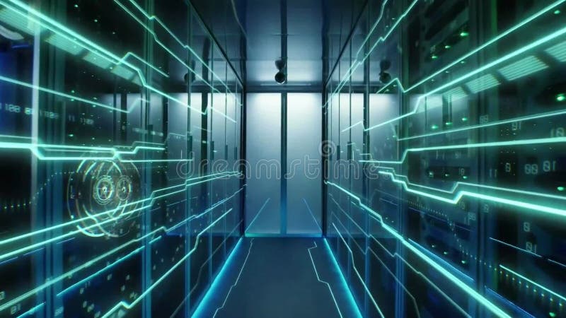 Animation Depicting a Modern Computer Server Room. Stock Footage ...