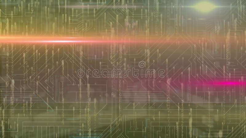 The Animation Depicts Data Processing Over A Computer Circuit Board
