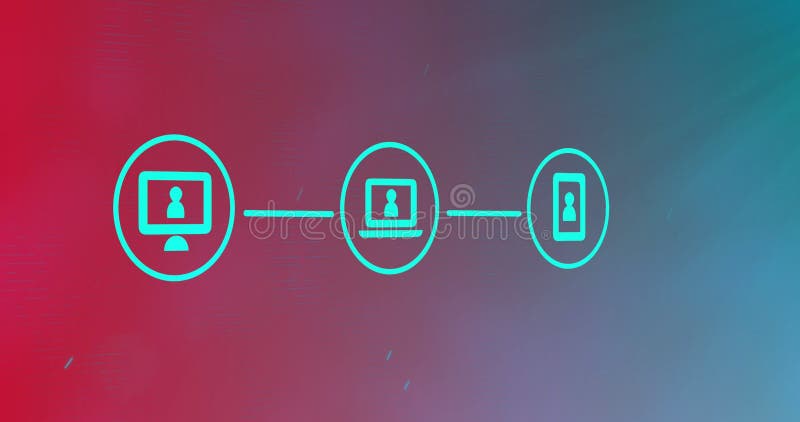 Animation of Desktop Computer with Laptop and Smartphone Icons Forming ...