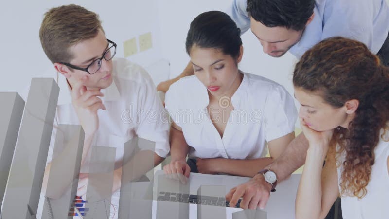 Animation of Diagram Moving Over Diverse Business People Talking in ... Animation of Diagram Moving Over Diverse Business People Talking in ...