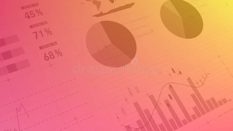 Animation of Diagrams and Data Processing on Pink Background Stock ...