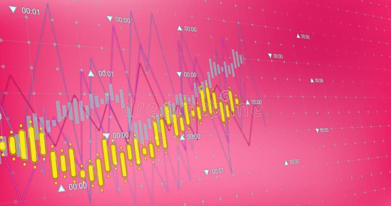 Animation of Diagrams Over Data Processing on Pink Background Stock ...