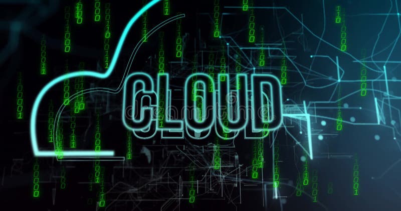 Animation Of Digital Binary Code And Network Connections In Cloud