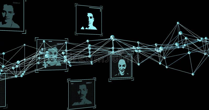 Animation of Digital Biometric Photos, Data Processing and Dna Strand ...