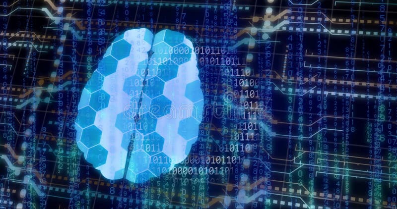 Animation Of Digital Brain With Connections Over Binary Coding Stock Footage Video Of Neural