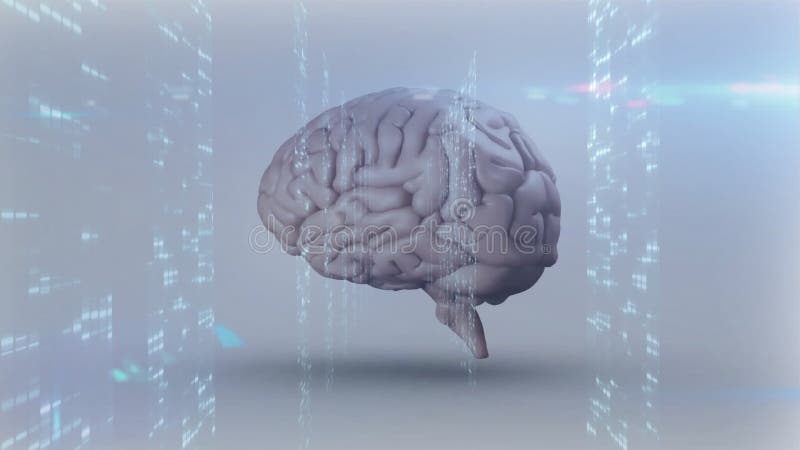 Animation of Digital Brain with Data Streams and Futuristic Elements in ...