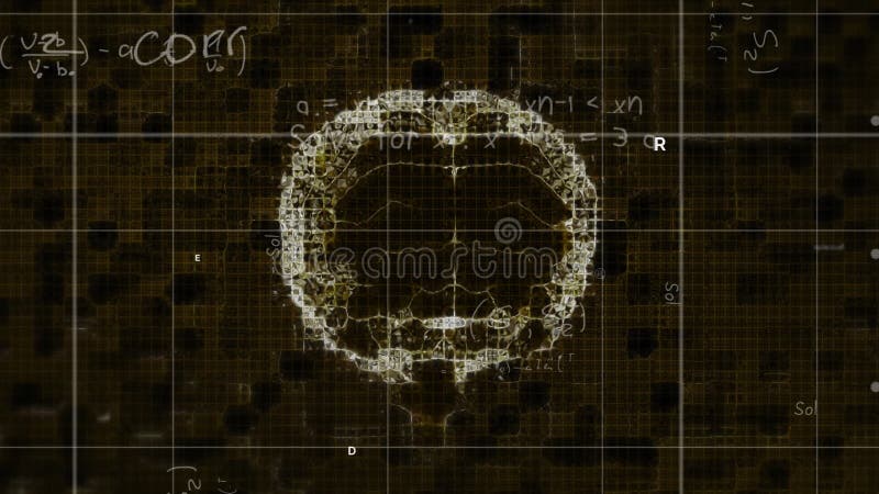 Animation of Digital Brain Over Mathematical Equations on Black ...