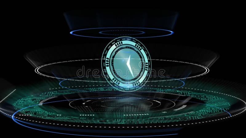 Animation of Digital Clock and Circuit Board Pattern and Circles Over ...