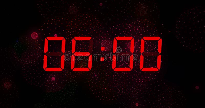 Animation of Digital Clock Counting Down To Midnight on Black ...