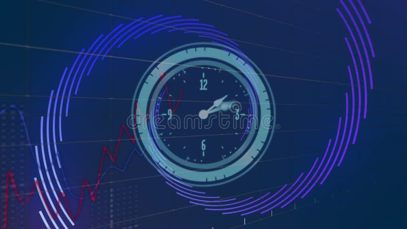 Animation of Digital Clock Over Circular Pattern and Multiple Graphs ...