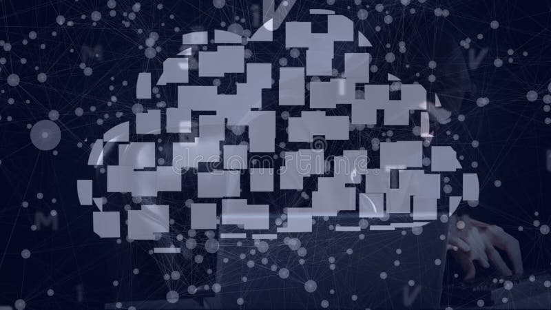Animation of Digital Cloud and Data Processing Over Hacker Stock Video - Video of science ...