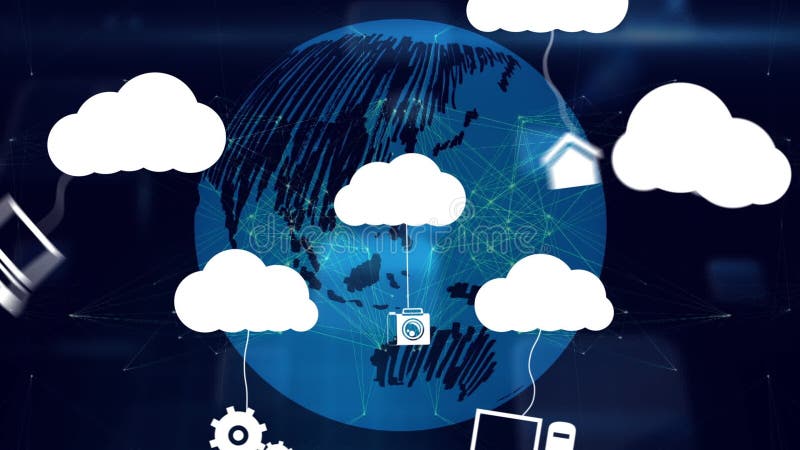 Animation of Digital Clouds with Diverse Computer Devices Over Globe ...