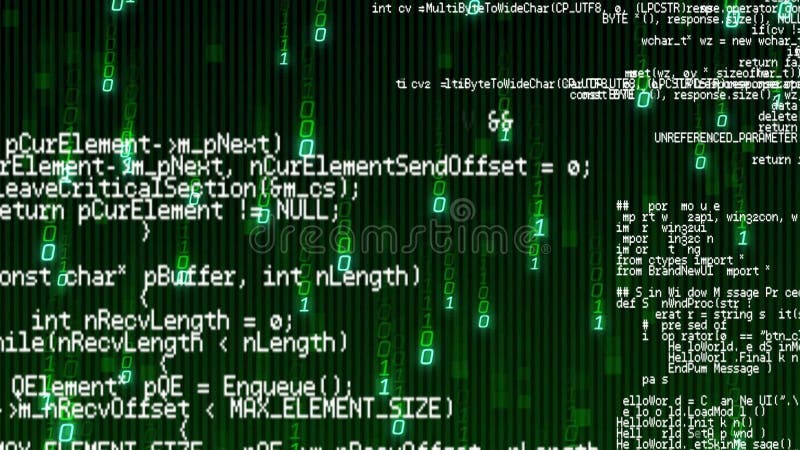 Animation of Digital Code and Binary Numbers Over Programming Script Background Stock Video ...