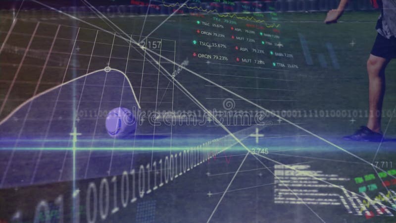 Animation of Digital Data and Graphs Overlaying Soccer Player in Motion ...