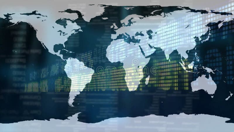 Animation of Digital Data Patterns Overlaying Continents on World Map Design Stock Footage ...