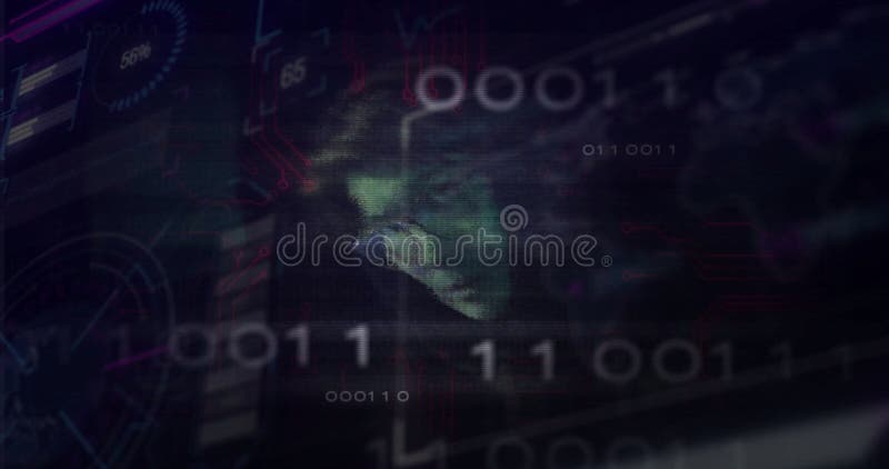 Animation of Digital Data Processing with Binary Coding and Asian Male Hacker Stock Footage ...