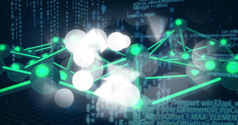 Animation of Digital Data Processing with Glowing Network Nodes and Binary Code Stock Video ...
