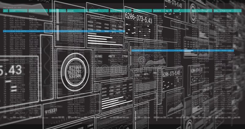 Animation of Digital Data Processing with Numbers and Graphs on ...