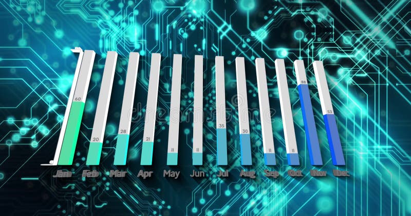 Animation of Digital Data Processing Over Circuit Board on Black Background Stock Video - Video ...