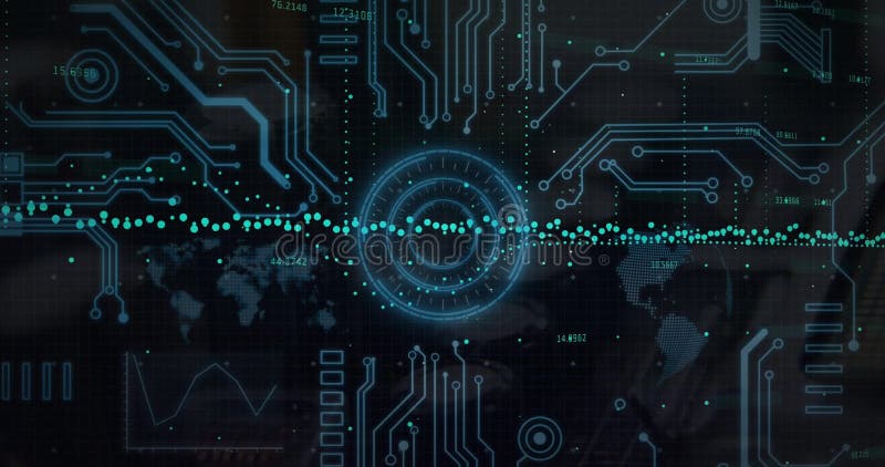 Animation Of Digital Data Processing Over Computer Circuit Board Stock Footage Video Of