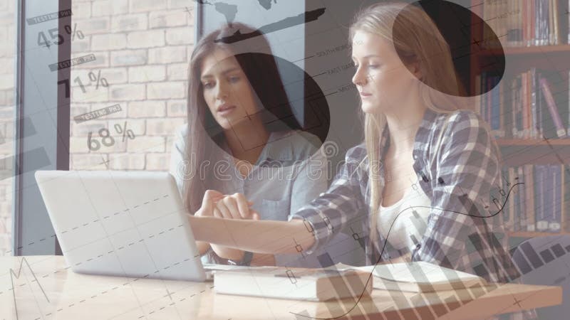 Animation of Digital Data Processing Over Female Students Using Laptop ...