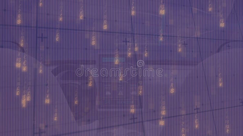 Animation of Digital Data Symbols and Graphs Overlaying Abstract Blue ...