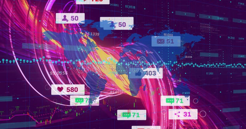 Animation of Digital Data Visualization with Social Media Notifications ...