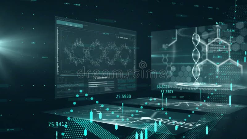 Animation of Digital DNA Strands Processing on Futuristic Computer ...