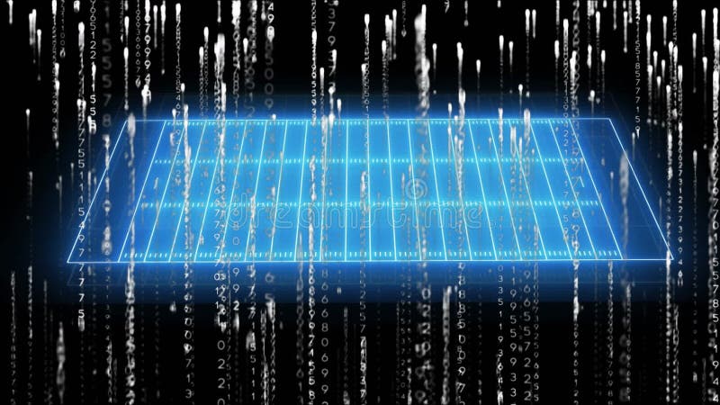 Animation of Digital Football Field with Falling Binary Code ...