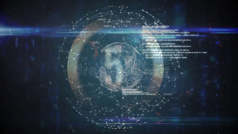 Animation of Digital Globe with Network Lines and Data Points in Motion Stock Footage - Video of ...