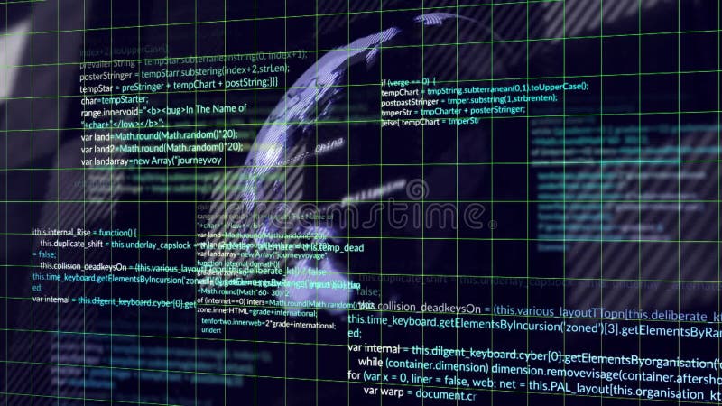 Animation of Digital Globe with Programming Code Representing Global ...