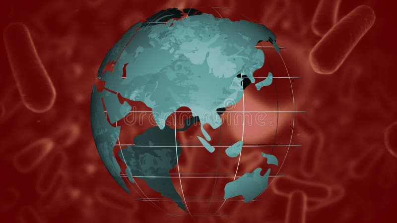 Animation of Digital Globe Rotating Over Biological Cells Floating on ...