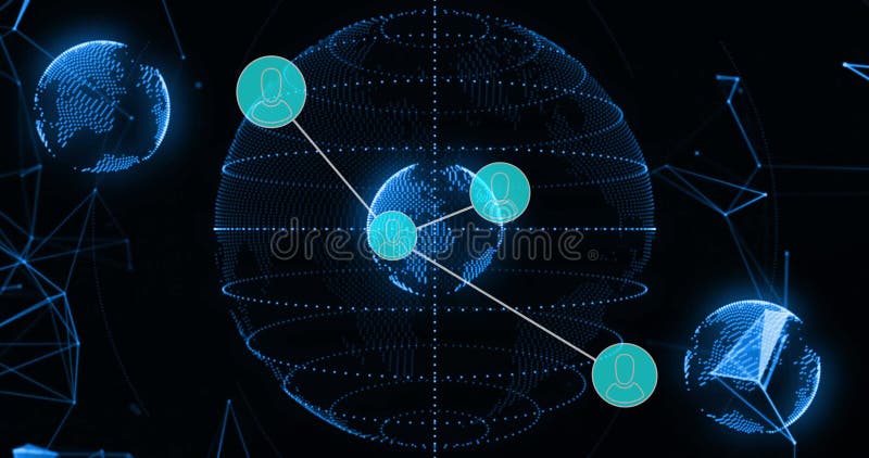 Animation of Digital Globe with User Icons Showing Global Network ...