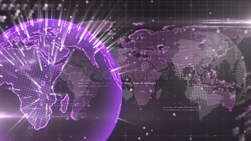 Animation Of Digital Globes Rotating With Programming Codes Over Grid Pattern Stock Video