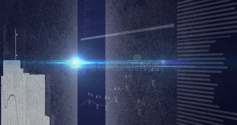 Animation of Digital Graphs and Charts with Blue Light Flare Effect ...