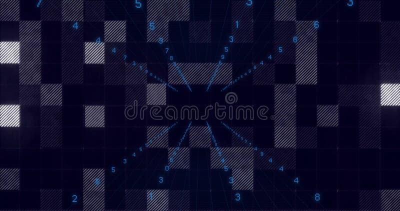 Animation of Digital Grid with Numbers and Lines Creating Futuristic ...
