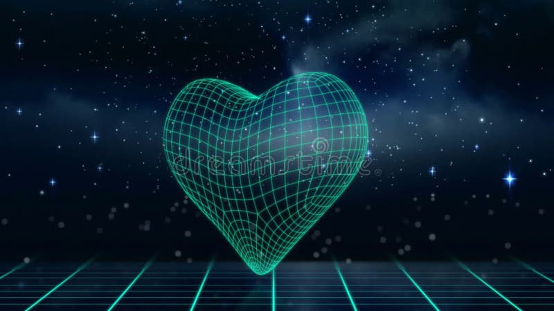 Animation of Digital Heart Over Shapes and Stars Stock Footage - Video ...