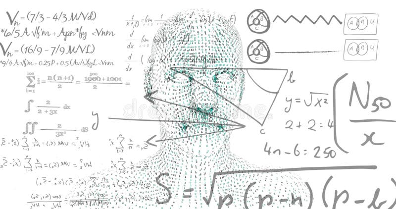 Animation of Digital Human Over Mathematical Equations on White ...