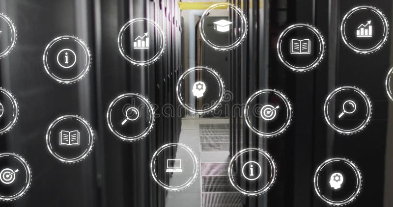Animation of Digital Icons and Data Processing Over Computer Servers Stock Footage - Video of ...