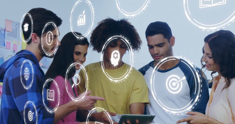 Animation of Digital Icons and Data Processing Over Diverse Business ...