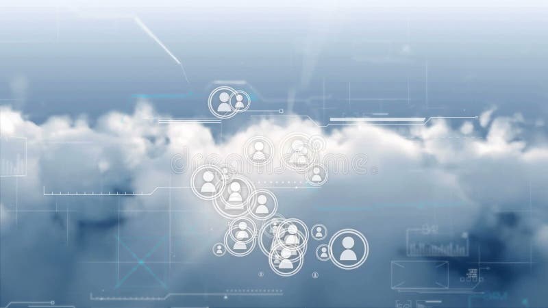 Animation of Digital Icons and Data Processing on Screens Stock Video ...